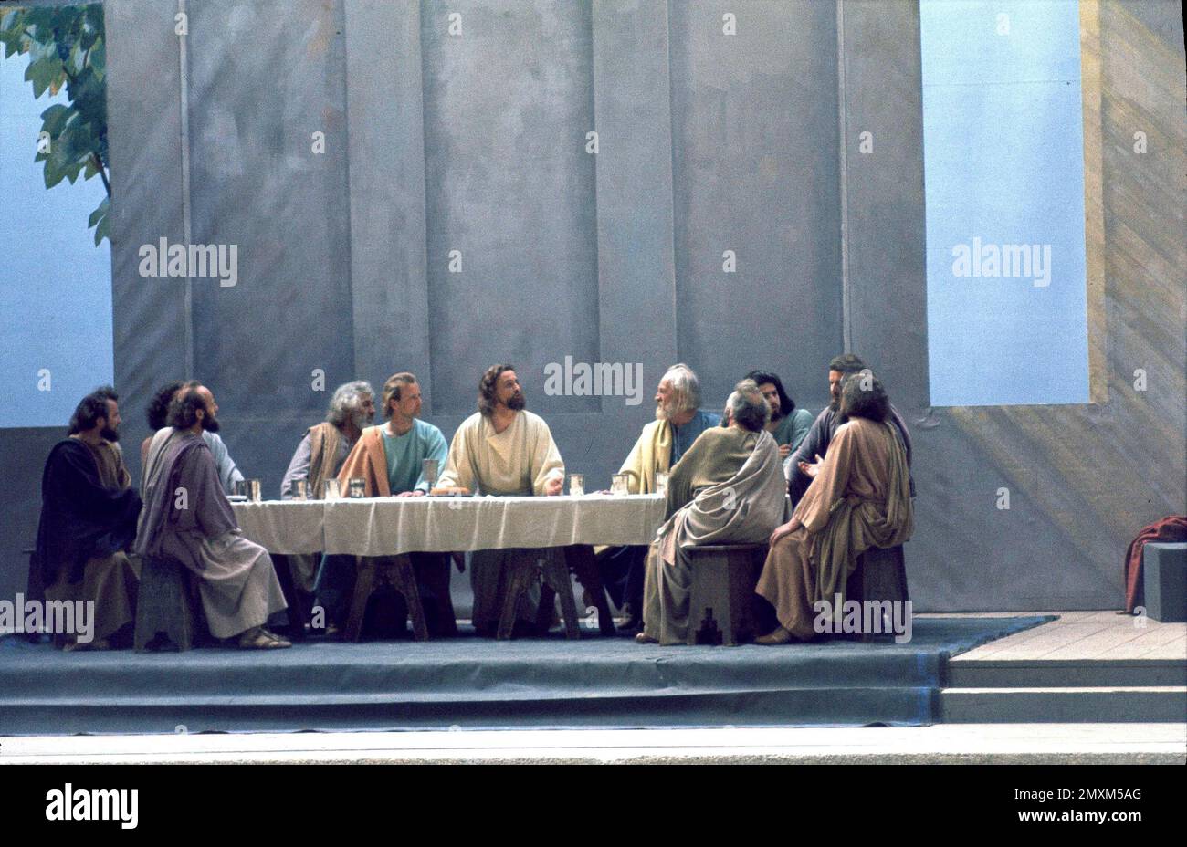 A scene depicting the Last Supper during the passion play at ...