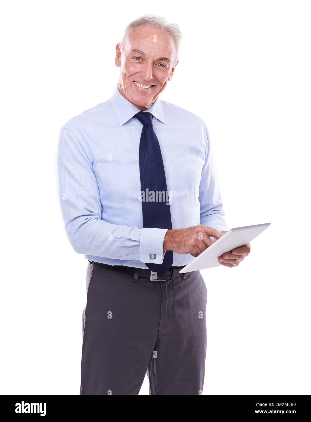 Staying connected is easier than ever. Studio portrait of a mature man ...