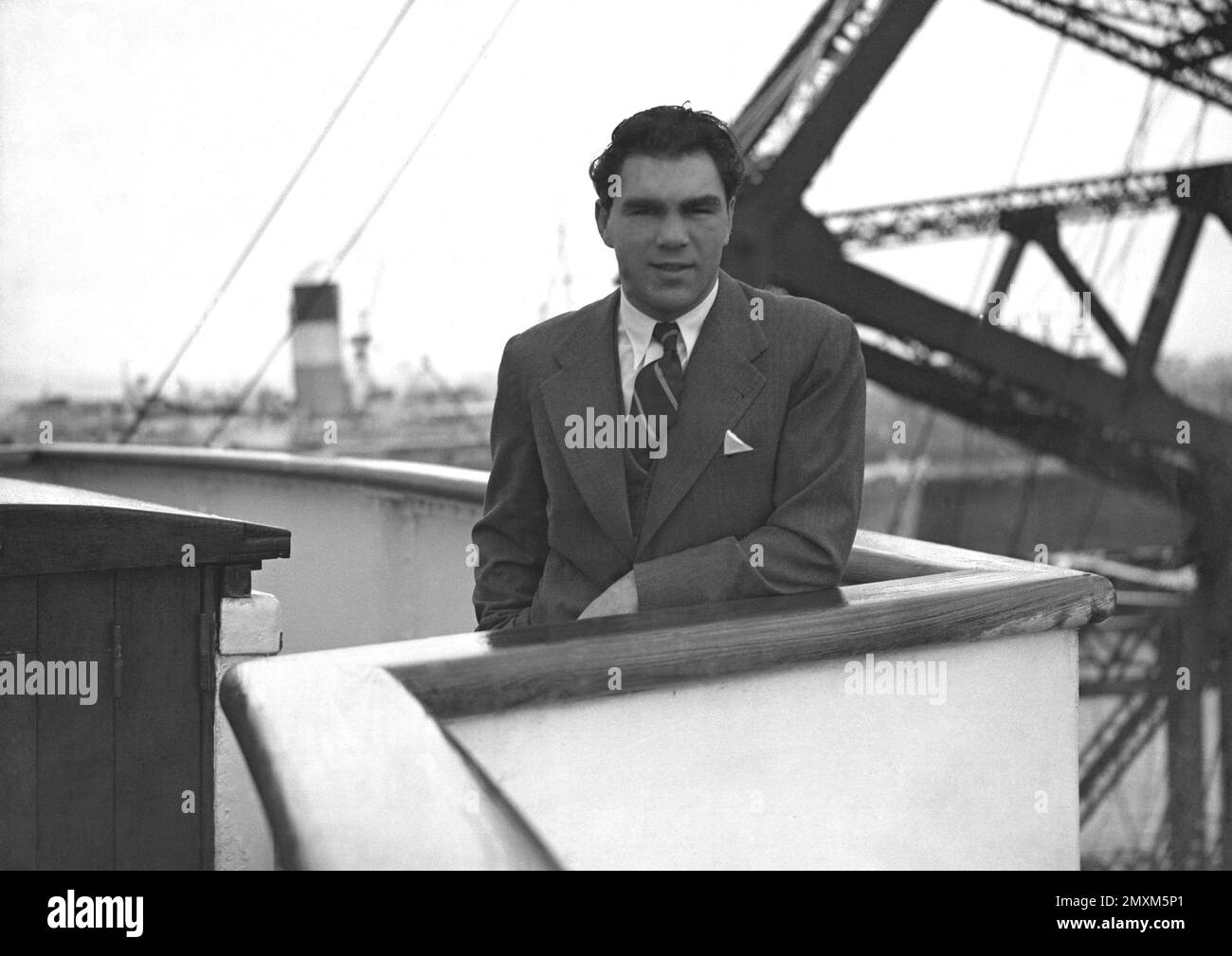 German heavyweight boxer Max Schmeling photographed aboard the Bremen ...