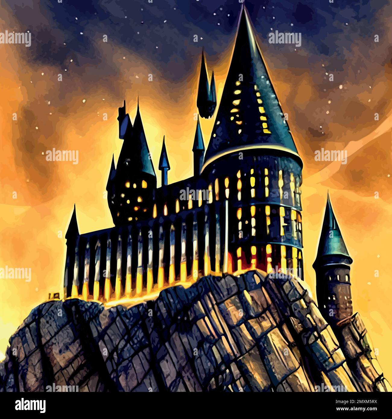 Fantasy castle on fire Stock Vector Images - Alamy