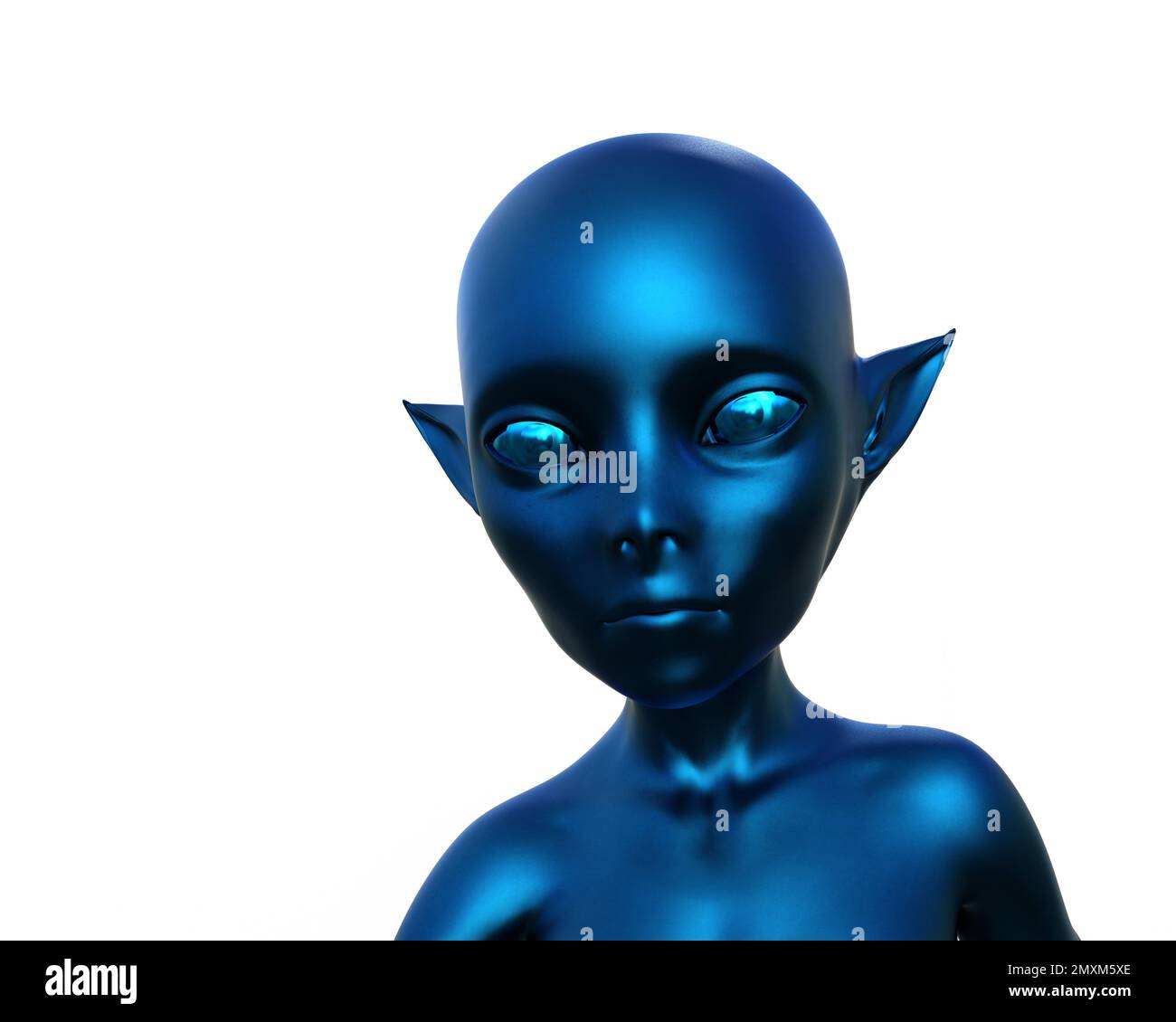 3d render. Portrait of a blue elf on a white background Stock Photo - Alamy