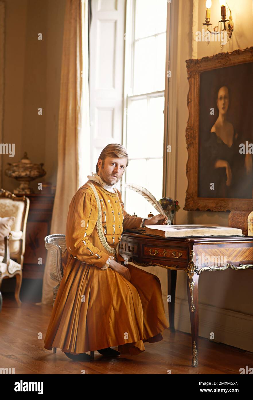 The duties of nobility. an aristocratic man at his writing table Stock ...