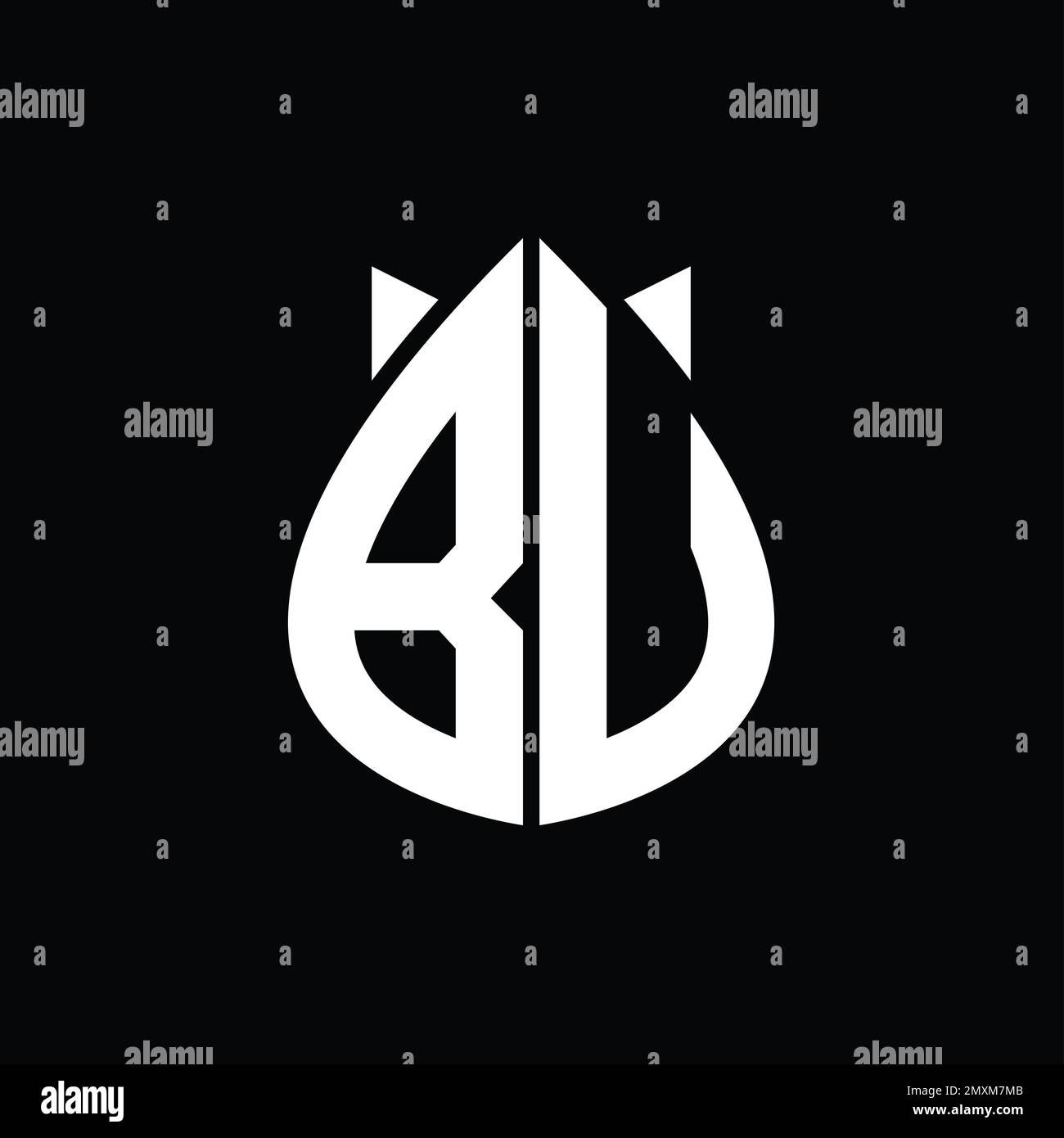 BU Logo monogram drops crown abstract shape vector images design ...