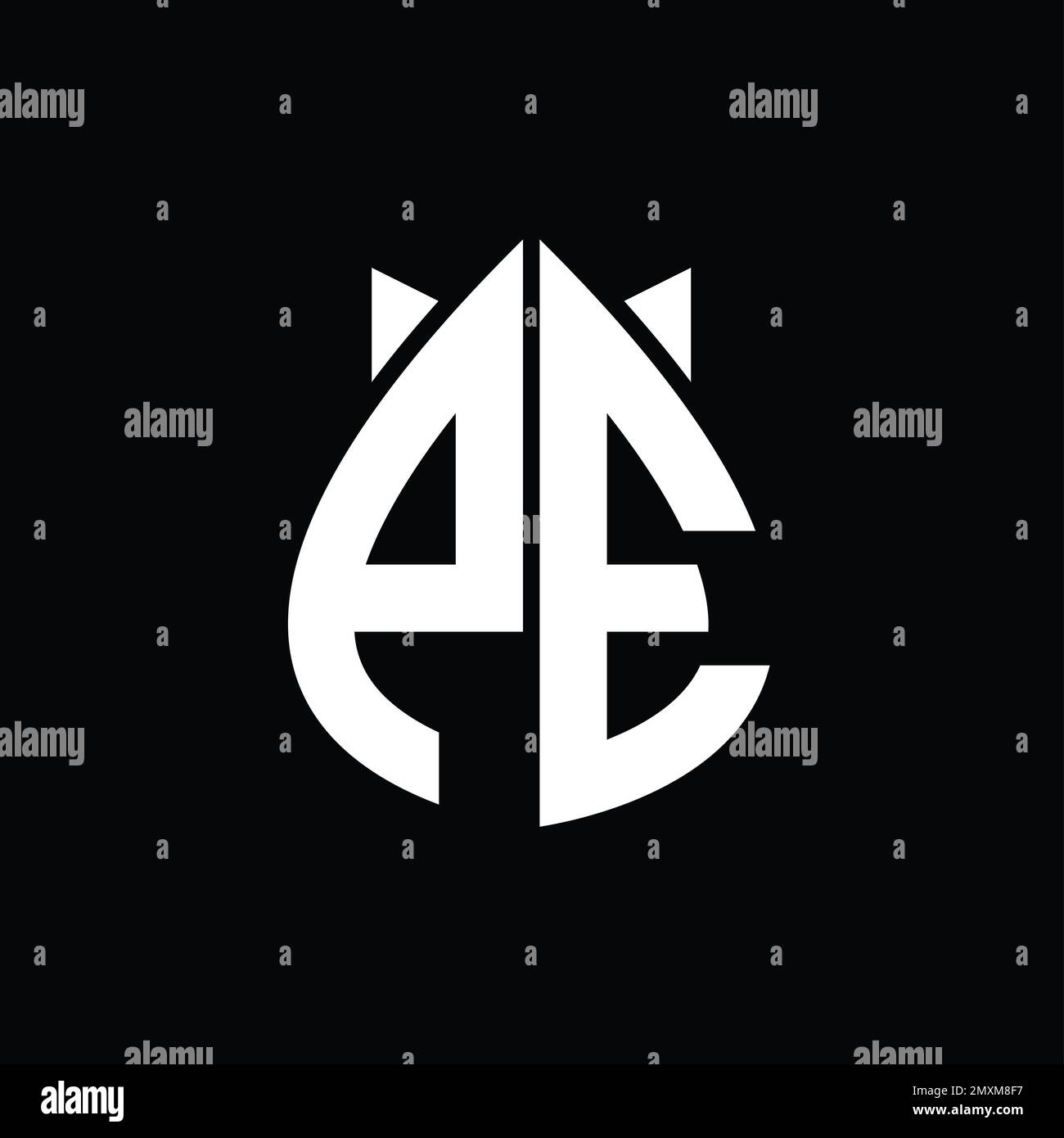 PE Logo monogram drops crown abstract shape vector images design ...