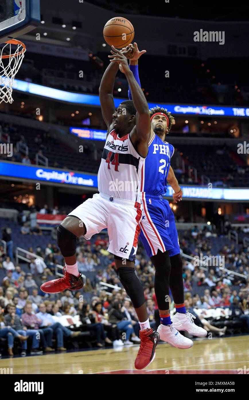 Washington Wizards forward Andrew Nicholson (44) loses the ball as ...