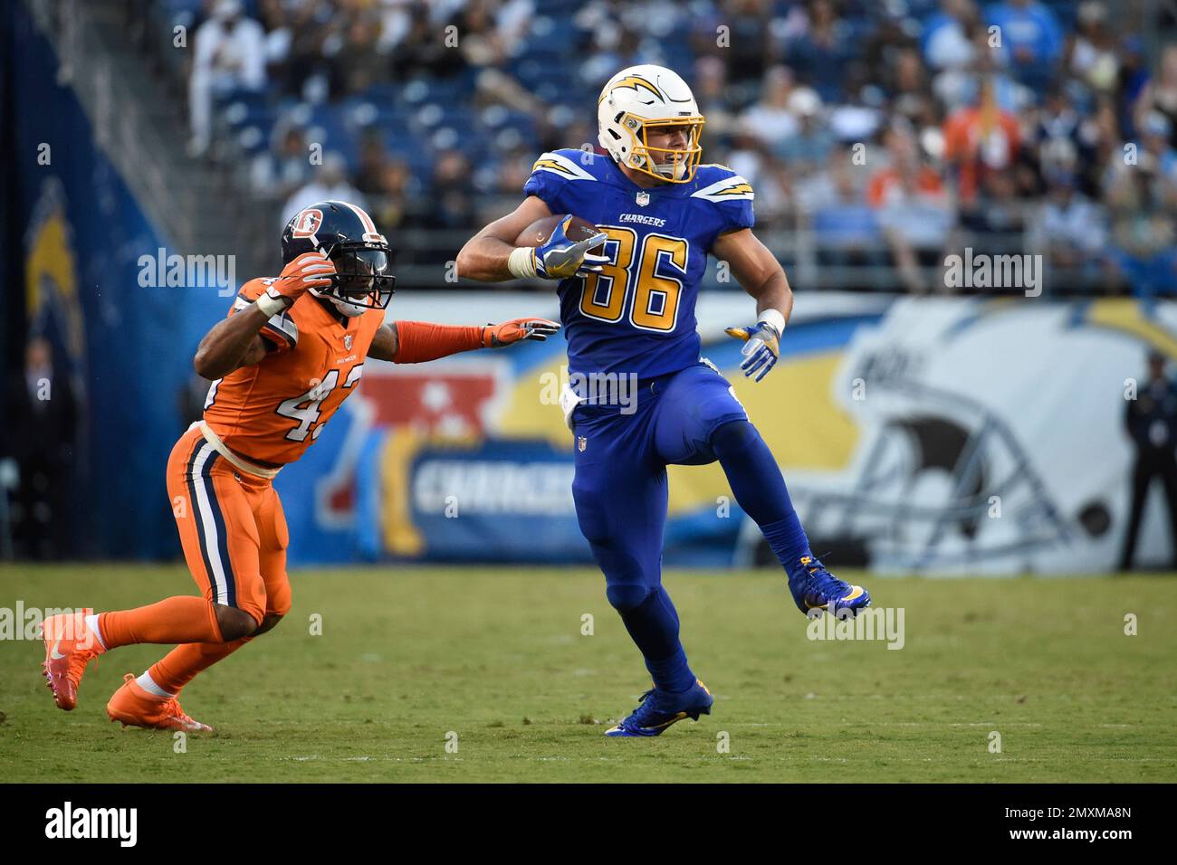 San Diego Chargers tight end Hunter Henry runs upfield as San Diego ...