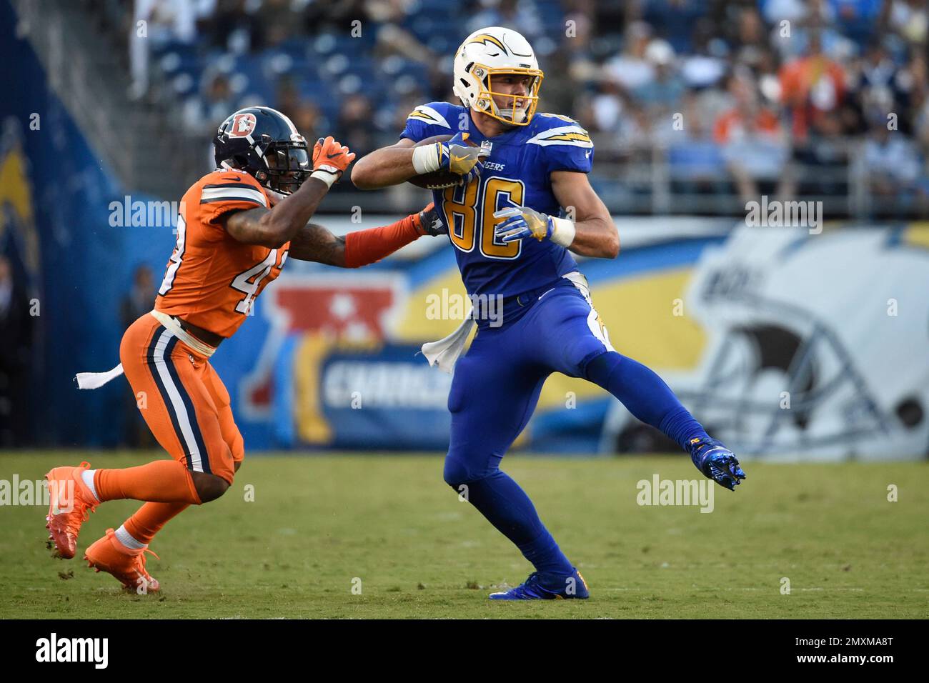 San Diego Chargers tight end Hunter Henry runs upfield as San Diego ...