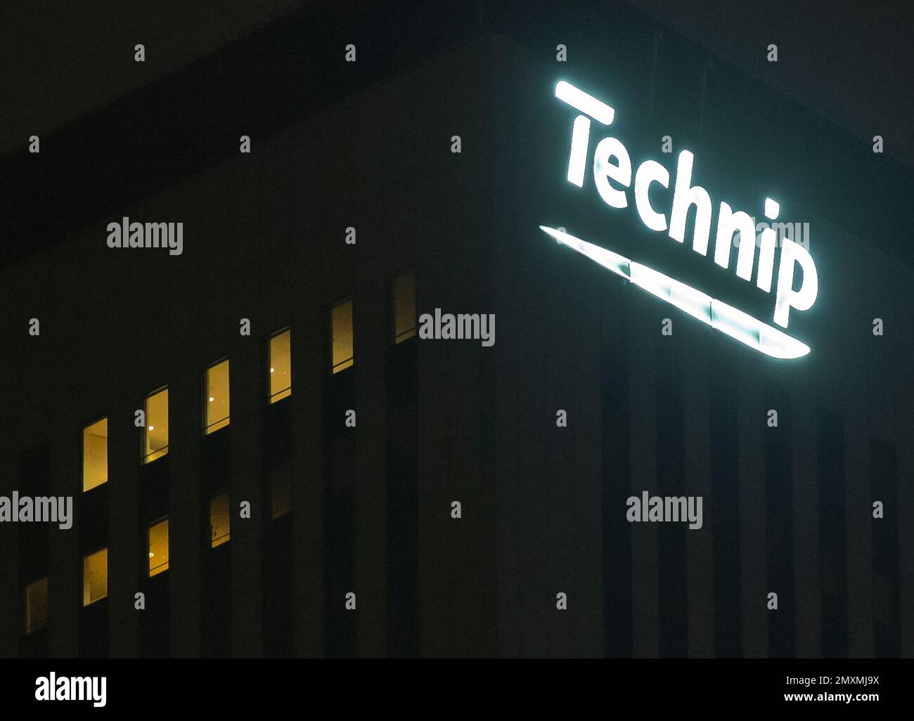 The logo of French oil services giant Technip iis pictured at the ...