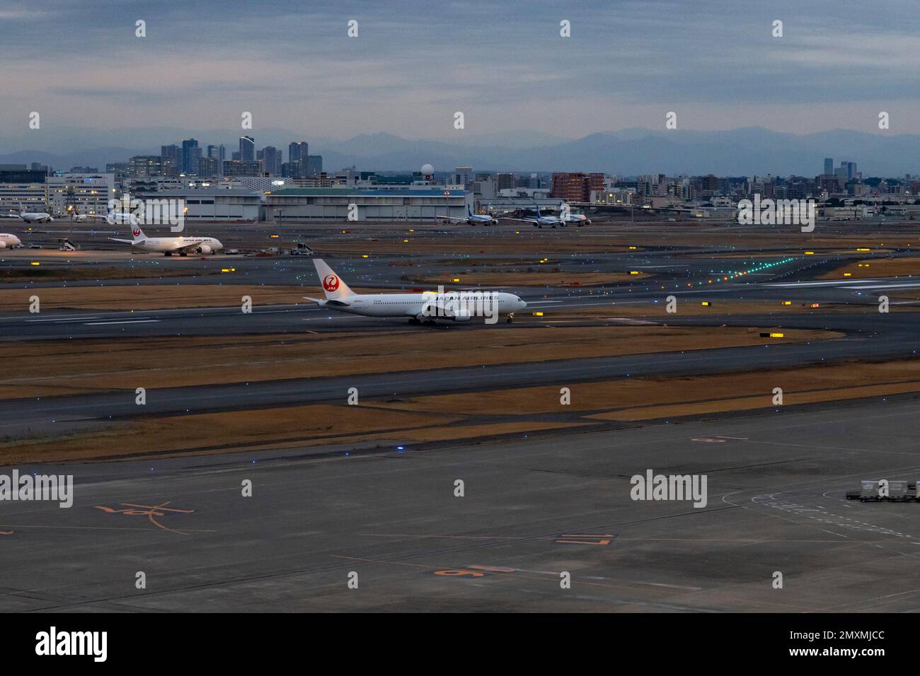 Tokyo, Japan. 2nd Feb, 2023. A Japan Airlines Boeing planes taxiing at ...