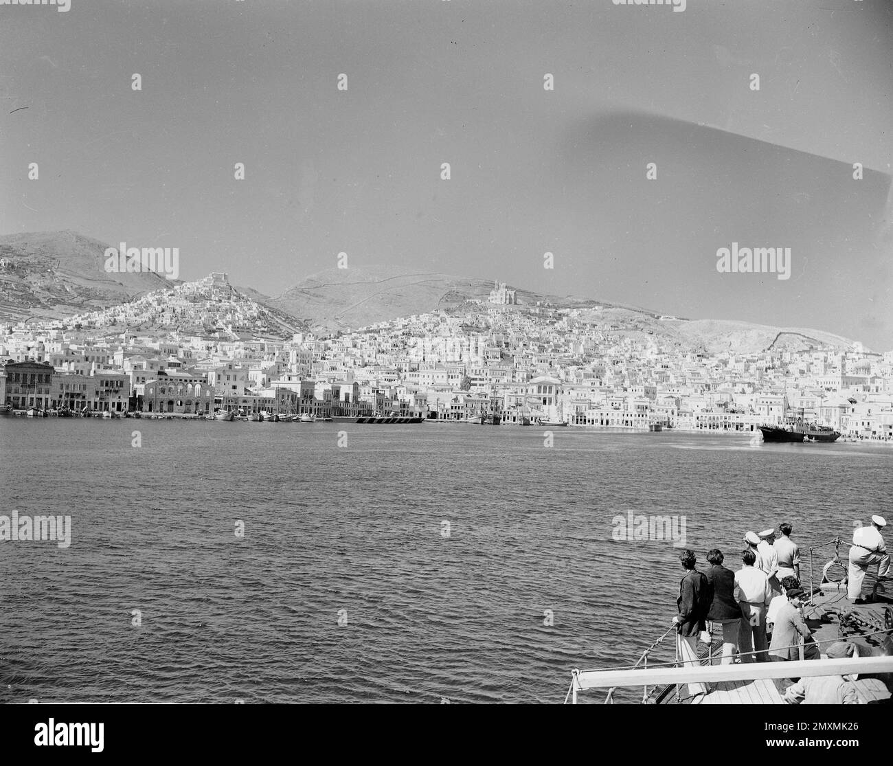 Twin-peaked town of Siron, capital of the Greek island of Siros is ...