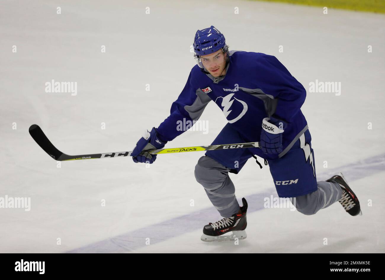 Tampa Bay Lightning center Brayden Point during an NHL hockey training ...