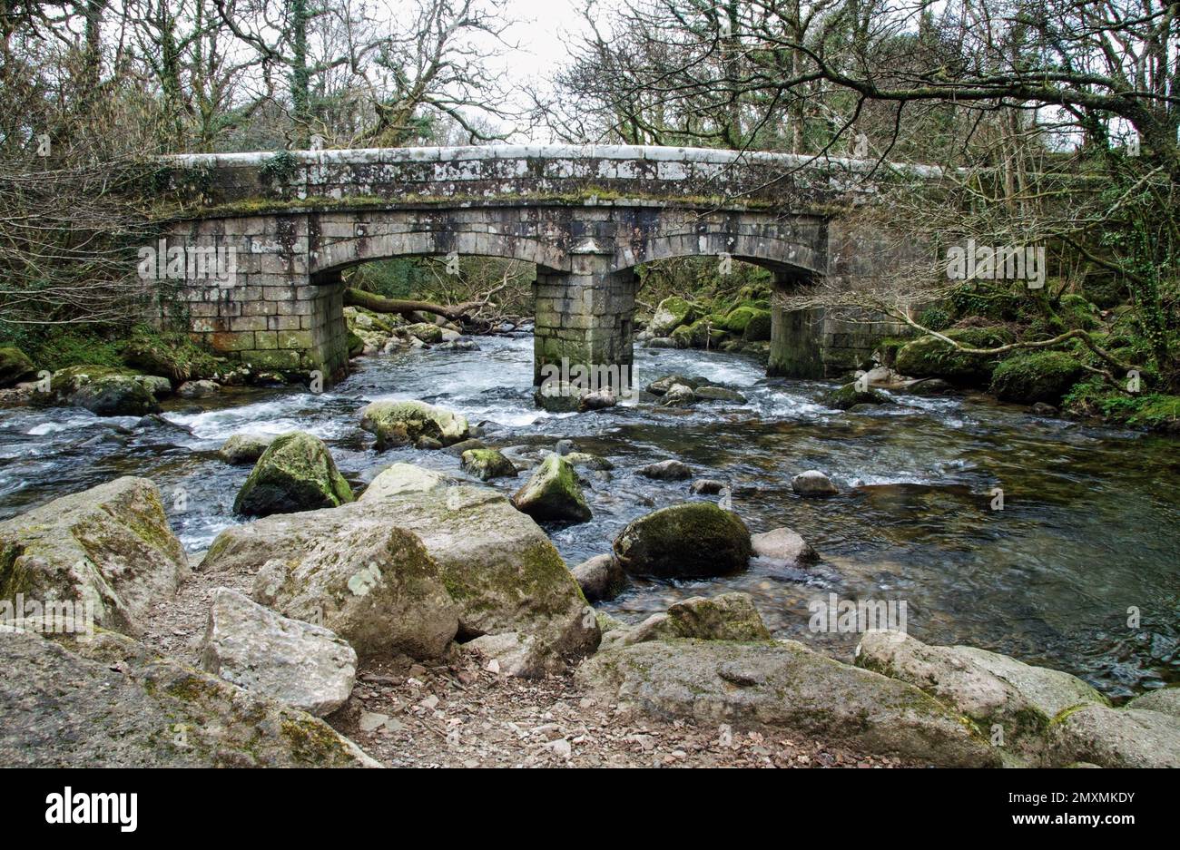 The River Plym and River Meavy meet at Shaugh Bridge in Dewerstone ...