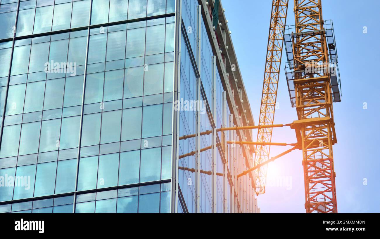 High-rise building under construction. Modern office building Stock ...