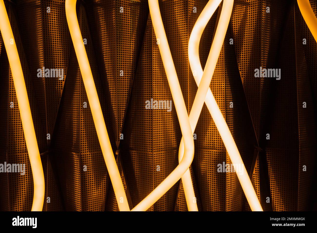 Neon yellow interior wall lighting. Installation of LED strip lights as ...