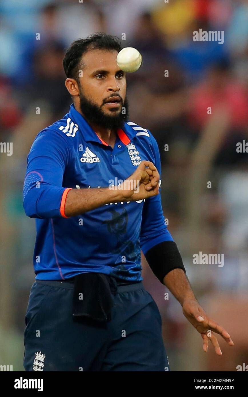 England’s Adil Rashid prepares to bowl against Bangladesh during the ...