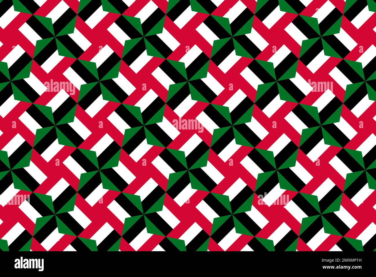 Geometric pattern in the colors of the national flag of Sudan. The ...