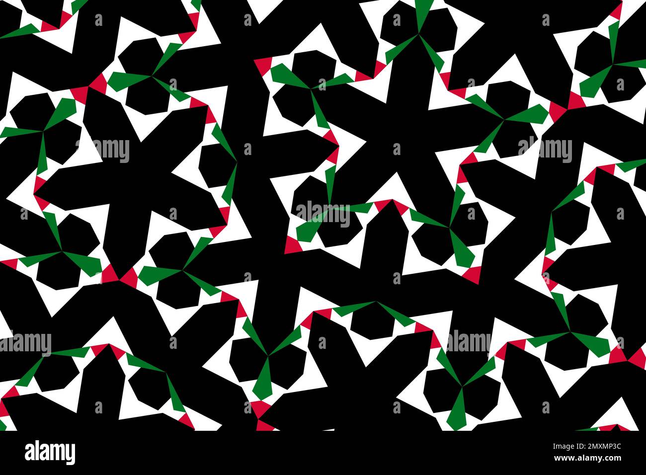 Geometric pattern in the colors of the national flag of Sudan. The ...