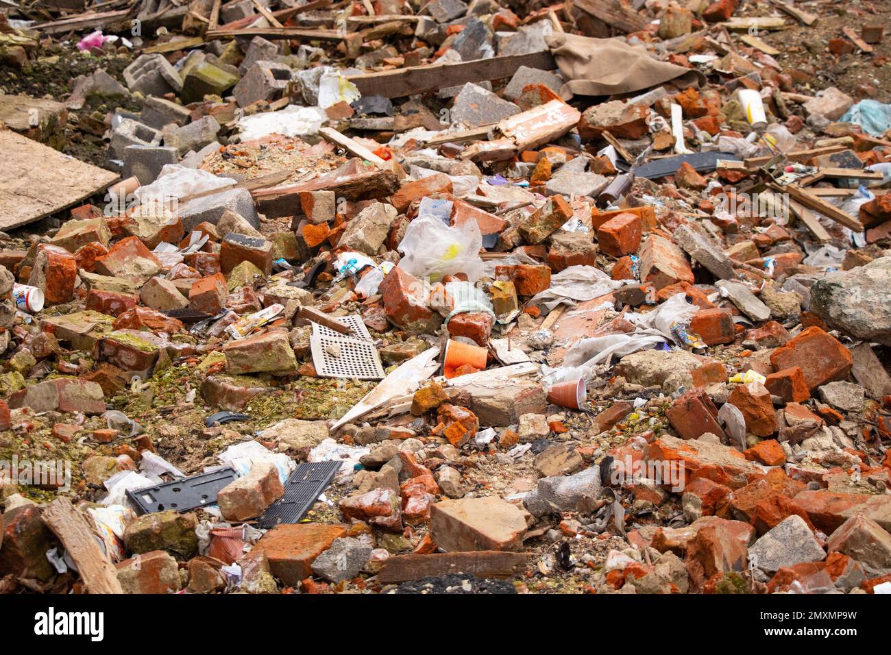 construction waste lies on the street on the ground in the city Stock ...