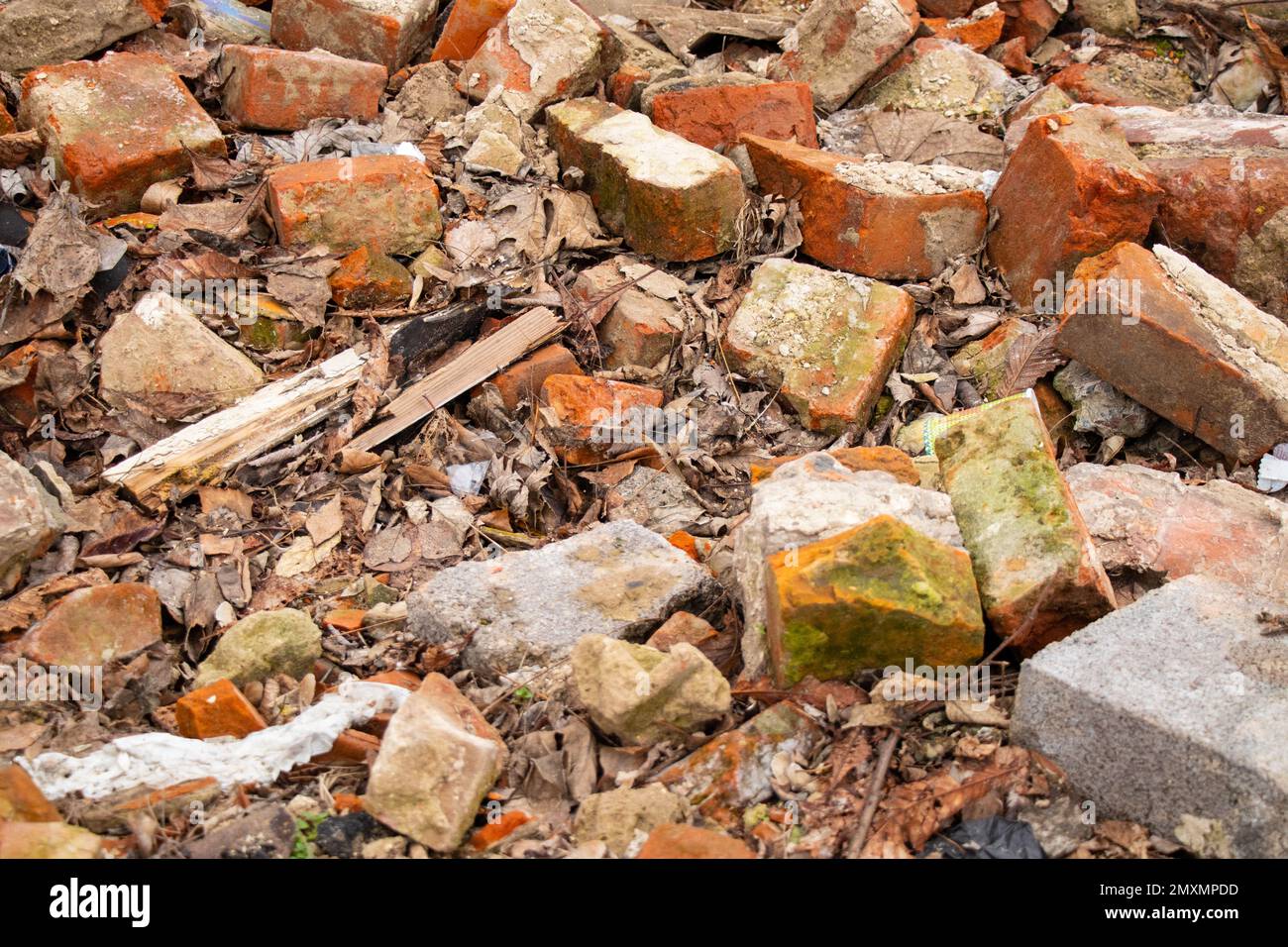 construction waste lies on the street on the ground in the city Stock ...