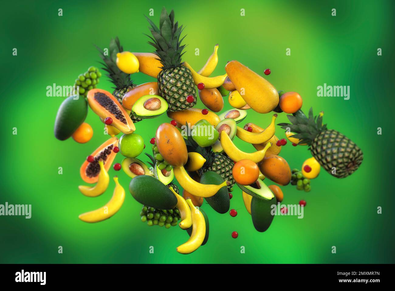 Assorted fruits, illustration Stock Photo - Alamy
