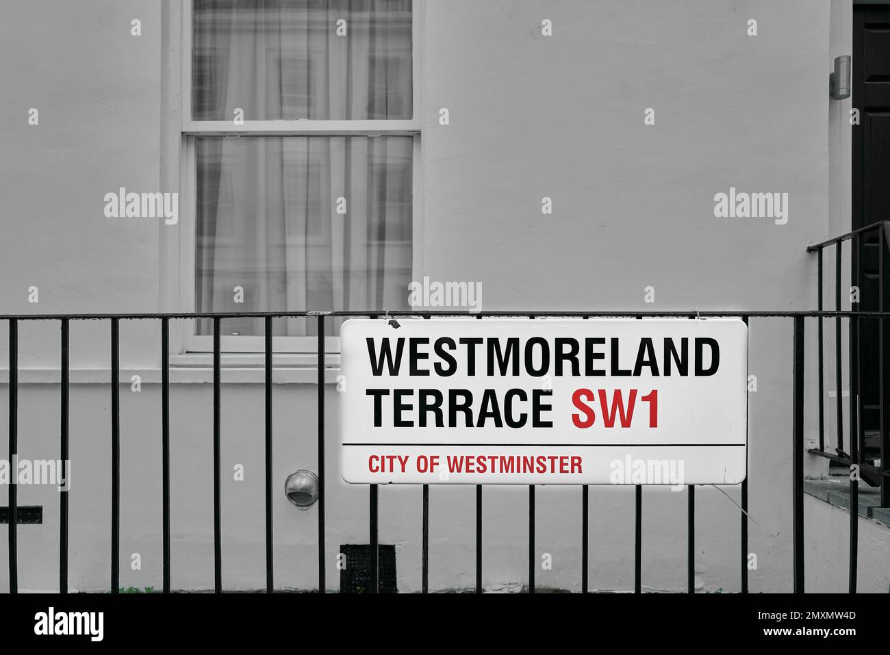 Street sign for Westmorland Terrace, Westminster, London SW1, England ...