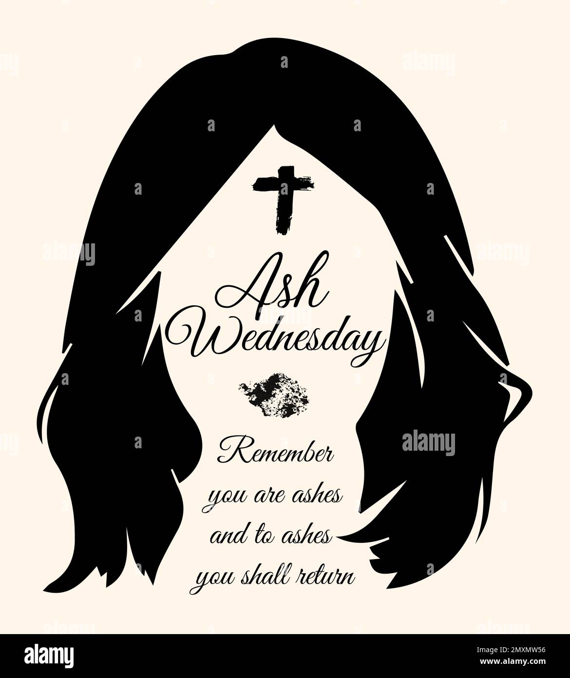 Ash Wednesday Cross Mark on head. Remember you are ashes and to ashes ...