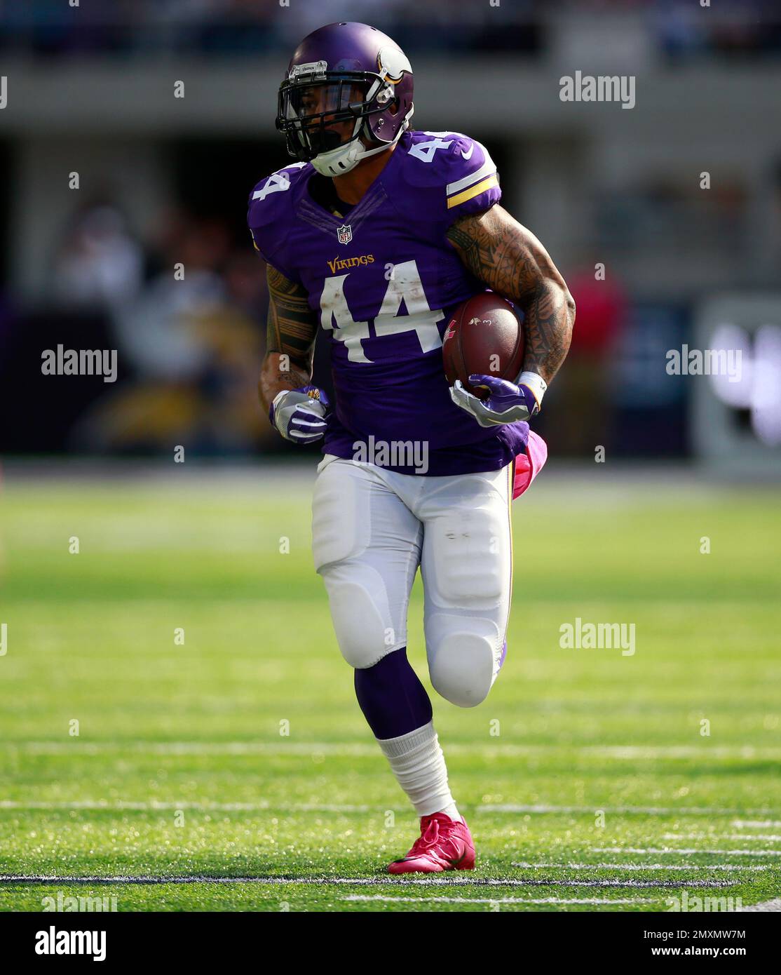Minnesota Vikings running back Matt Asiata (44) runs with the ball ...