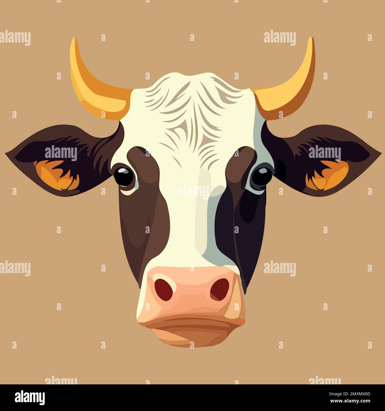 cow mammal animal head isolated colorful vector illustration Stock ...