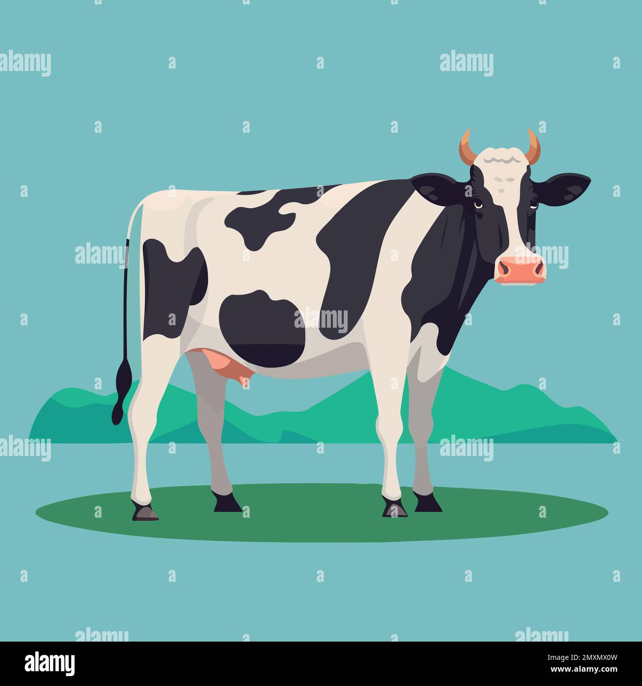 Farm animal vector drawing an adult big cow Stock Vector Image & Art ...