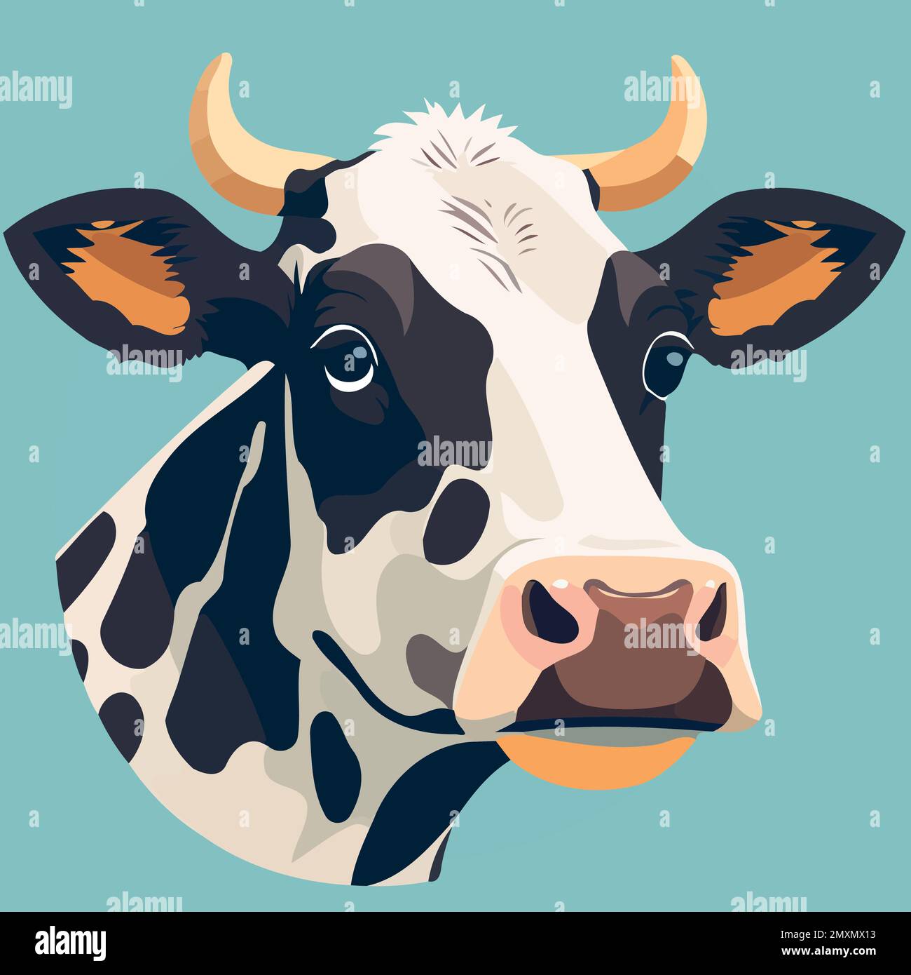 cow mammal animal head isolated colorful vector illustration Stock ...