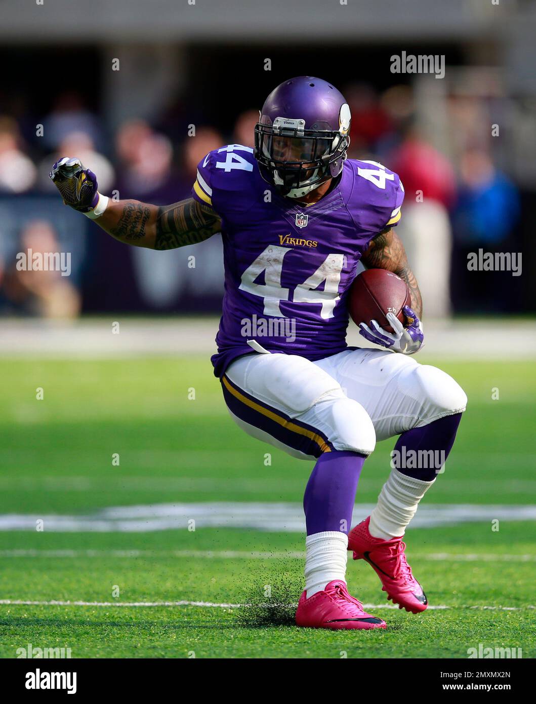 Minnesota Vikings running back Matt Asiata (44) runs the ball against ...