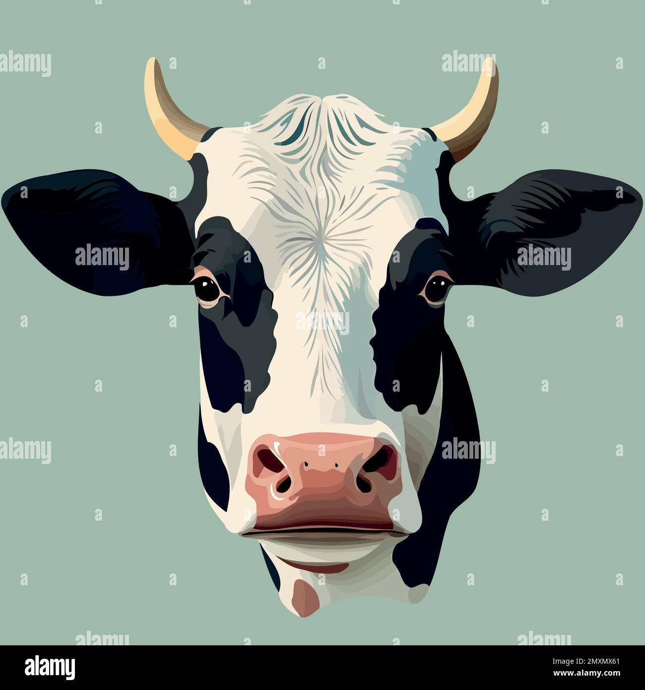 cow mammal animal head isolated colorful vector illustration Stock ...