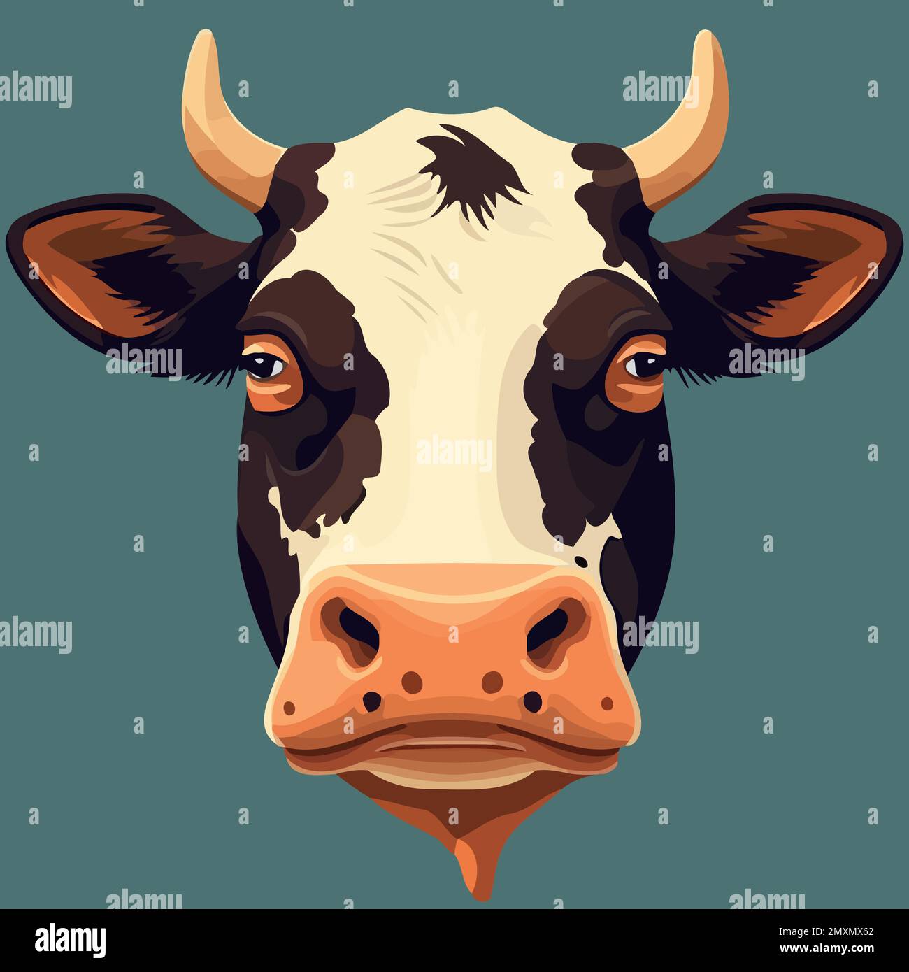 cow mammal animal head isolated colorful vector illustration Stock ...