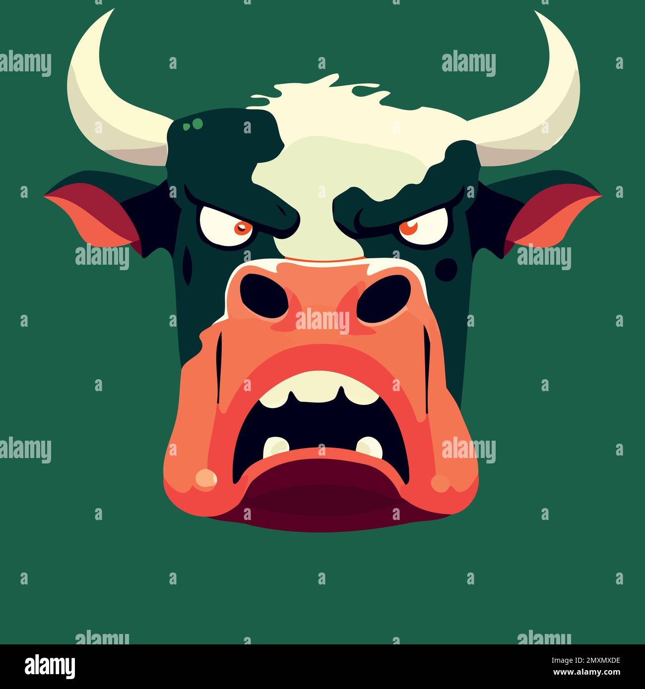 angry cow mammal animal head isolated colorful vector illustration ...