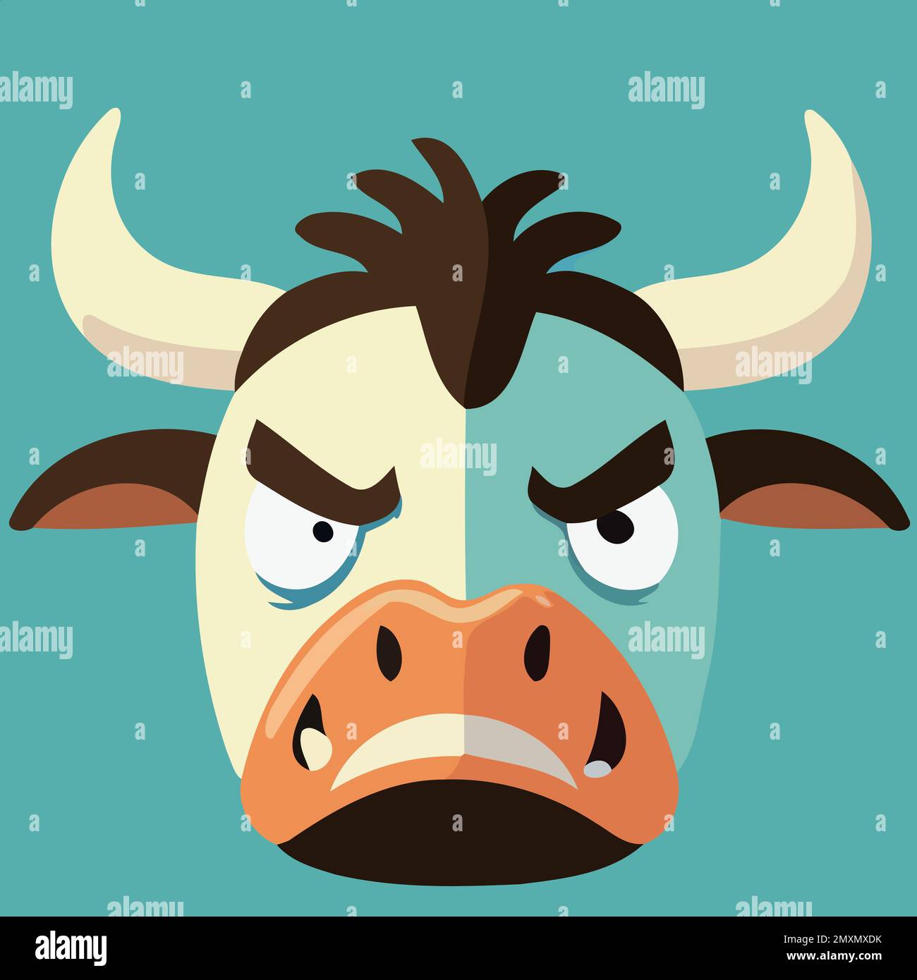 angry cow mammal animal head isolated colorful vector illustration ...