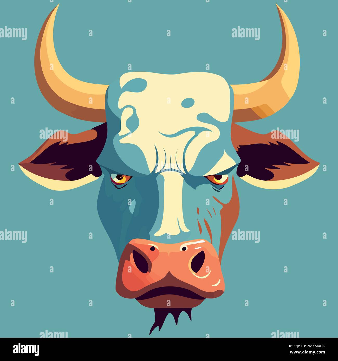 angry cow mammal animal head isolated colorful vector illustration ...