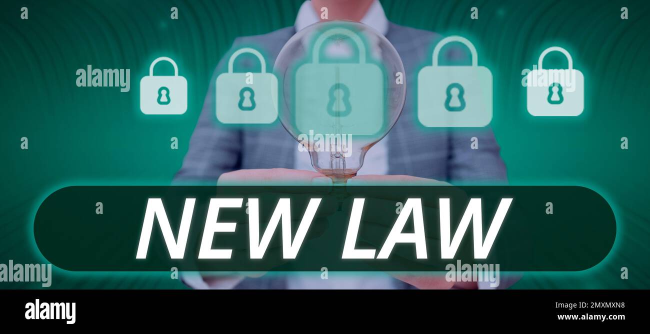 Handwriting text New Law. Business overview system of rules that ...