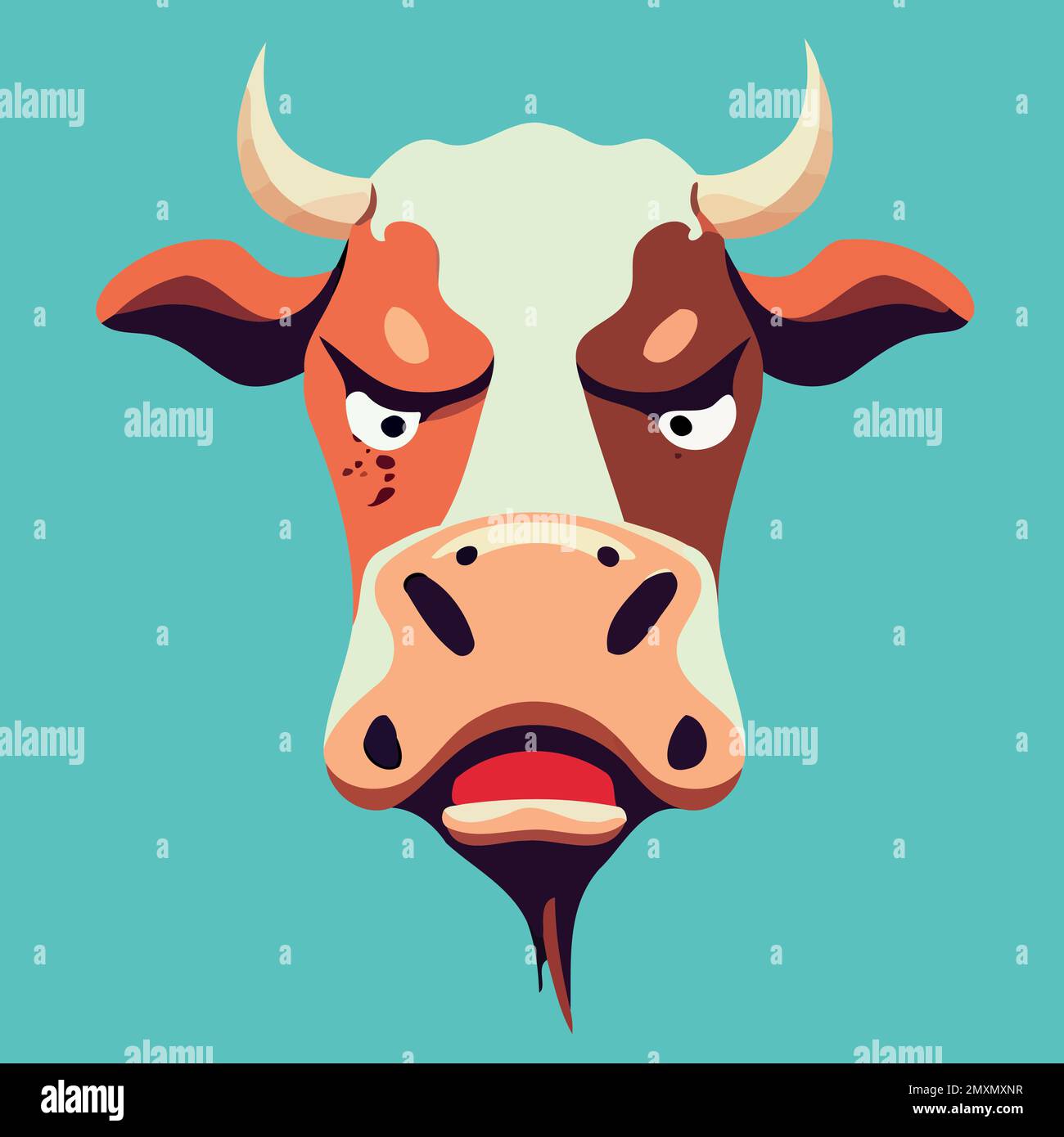 angry cow mammal animal head isolated colorful vector illustration ...