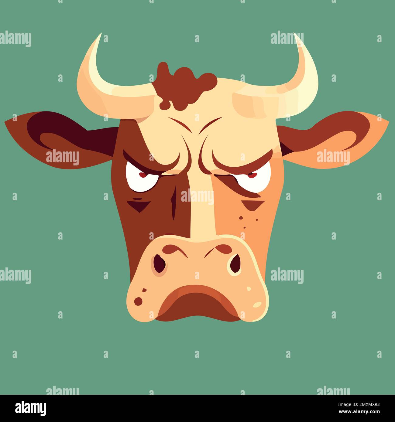 angry cow mammal animal head isolated colorful vector illustration ...