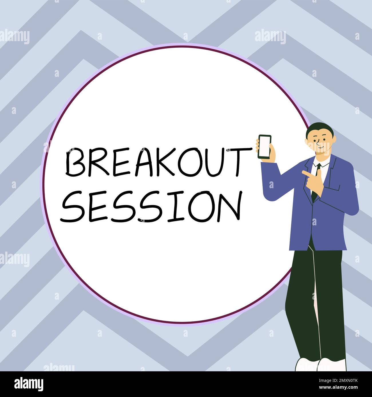 Hand writing sign Breakout Session. Business showcase workshop ...