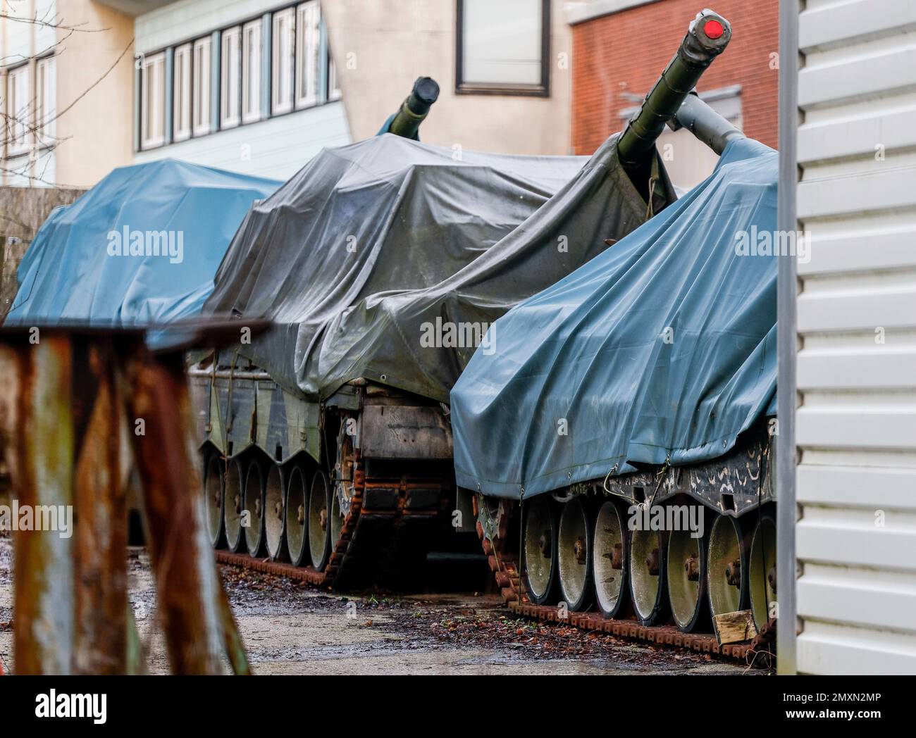 Flensburg, Germany. 04th Feb, 2023. Several Leopard 1 main battle tanks ...