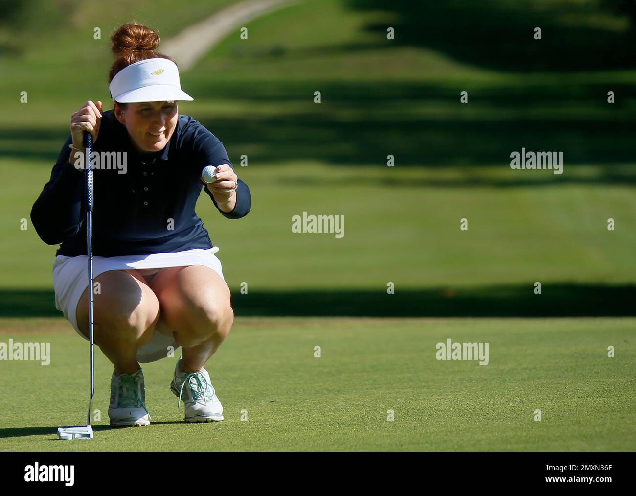 On this photo taken Sunday, Oct. 9, 2016, Beth Allen of U.S lines up a ...