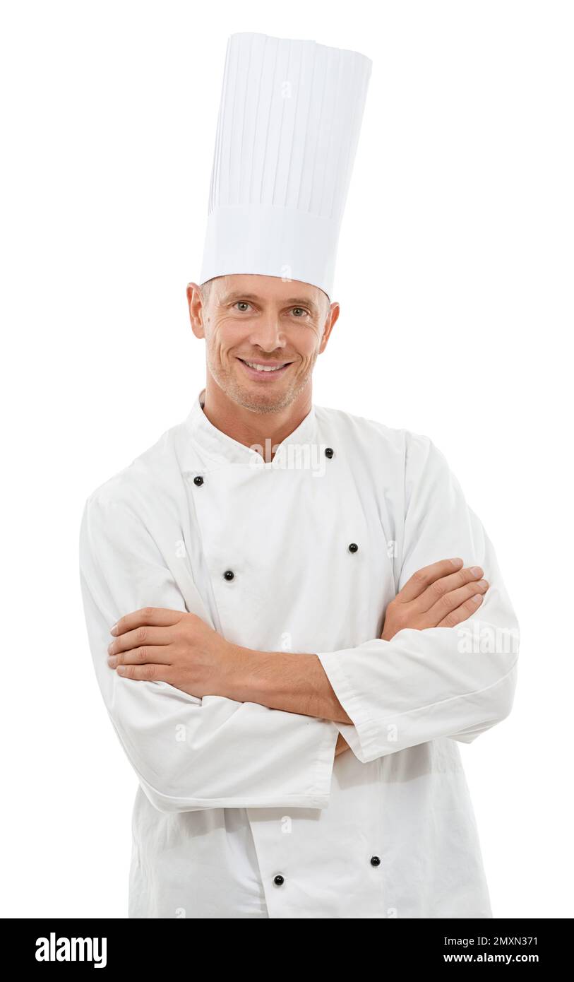 Leadership, confidence and portrait of chef with smile, cafe owner and ...