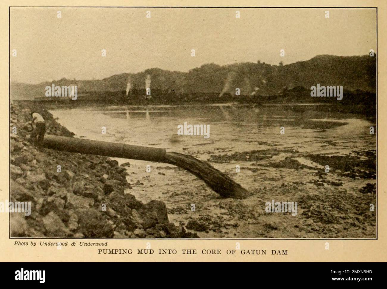 Pumping Mud into the Core of Gatun Dam from the book Panama and the ...