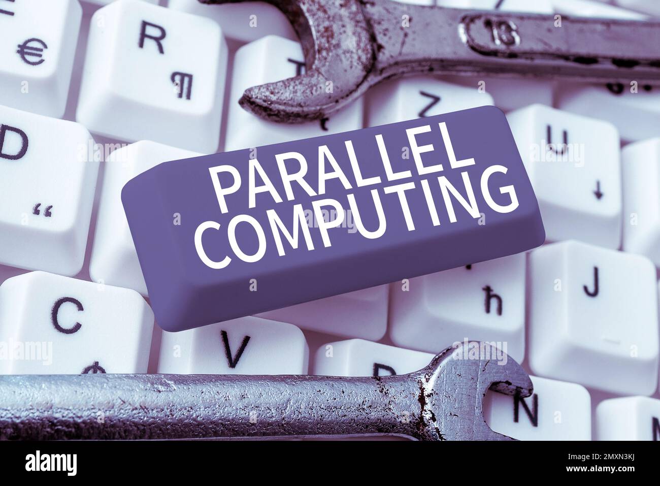 Conceptual caption Parallel Computing, Business idea simultaneous calculation by means of ...