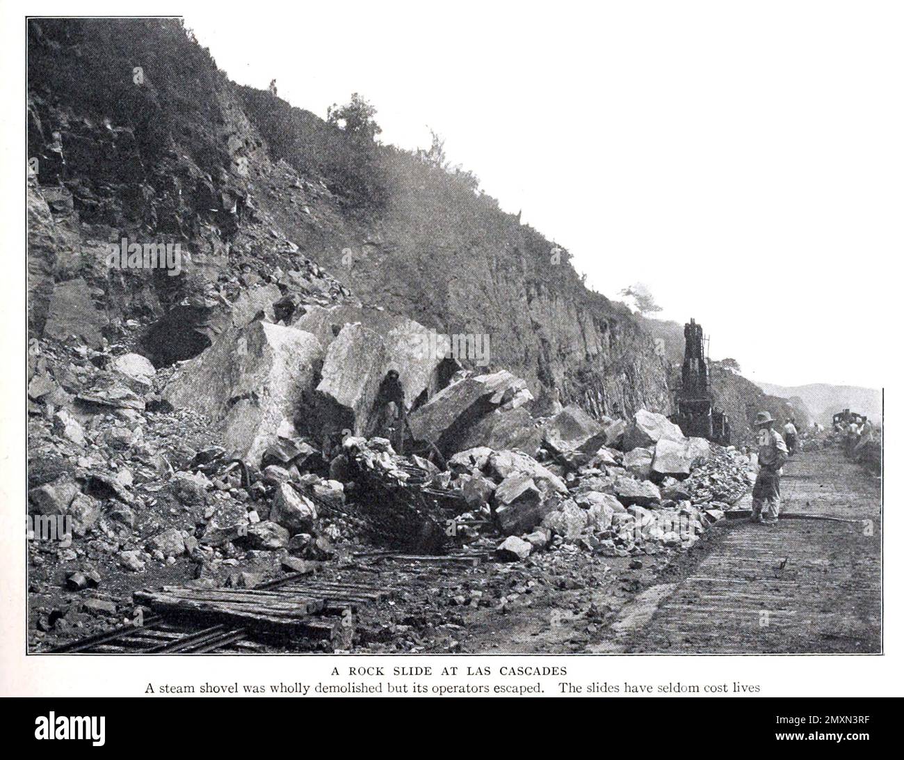 A Rock Slide at Las Cascades A steam shovel was wholly demolished but ...