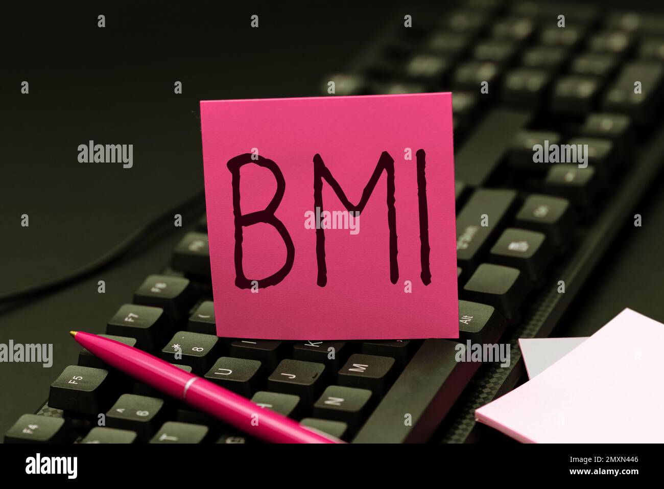 Hand writing sign Bmi. Concept meaning Method of estimating body fat ...