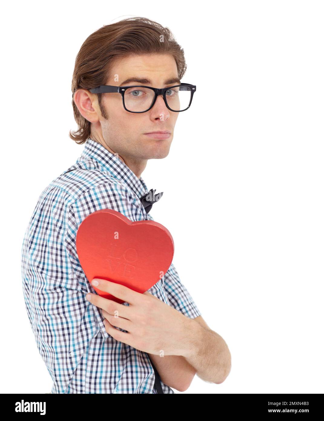 Love, depression and portrait of man with heart emoji, romance and ...