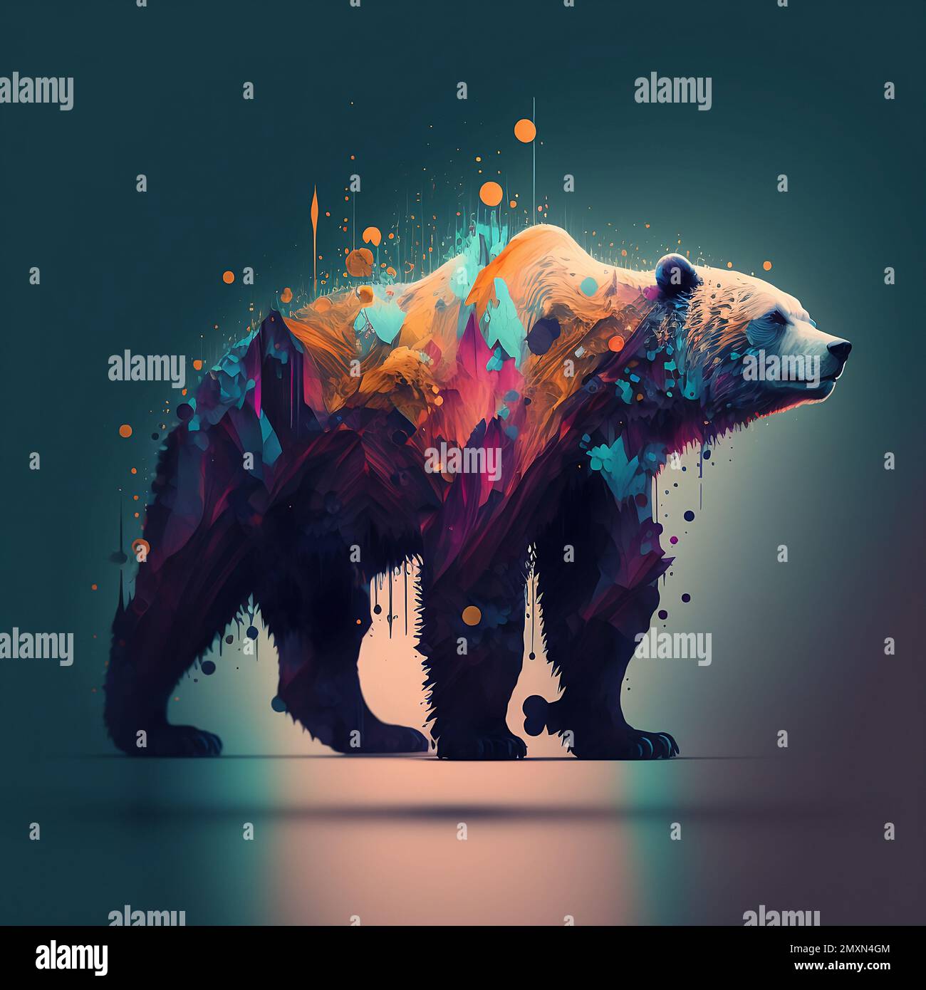 Colorful digital illustration of a bear in a modern style Stock Photo ...