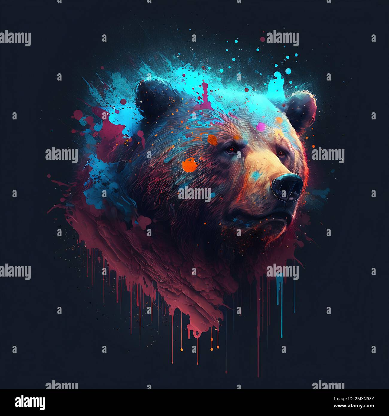 Colorful digital illustration of a bear in a modern style Stock Photo ...